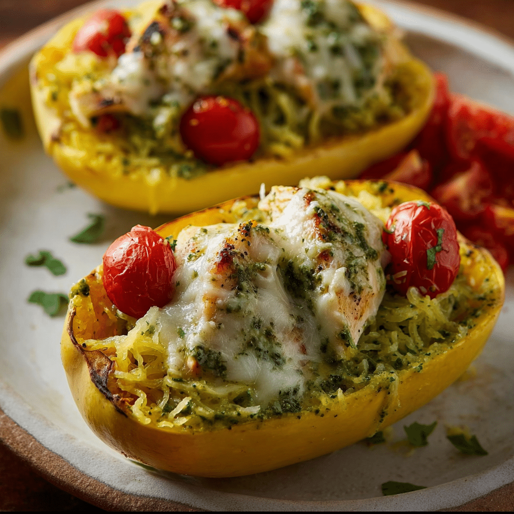 Why Pesto Chicken Stuffed Spaghetti Squash Wins – Ellie Kitchen